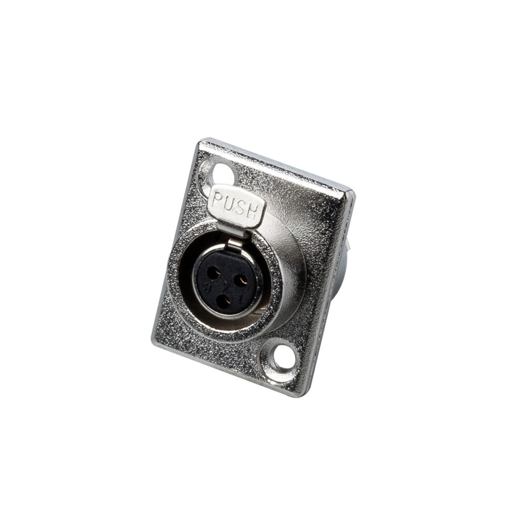 XLR3FPS - 3-pin female mini cannon connector panel with metal body ...